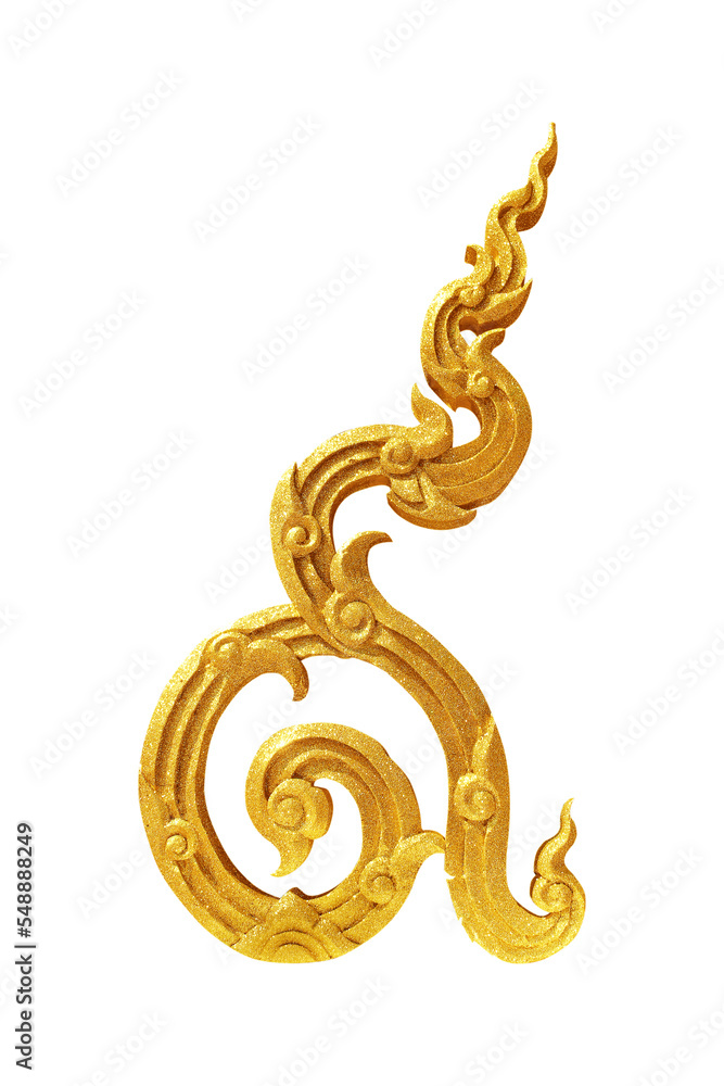 Traditional Thai alphabet number golden nine isolated on white ...