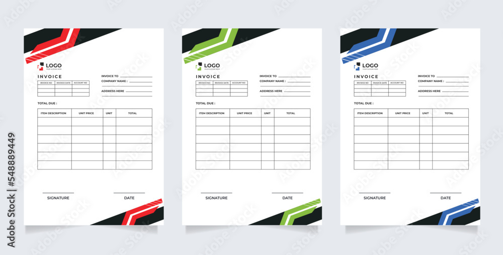 Invoice minimal design template. Bill form business invoice Stock ...