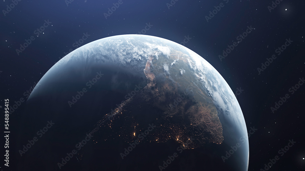 3D model of rotating planet. Motion. Naturalistic animation of rapidly ...