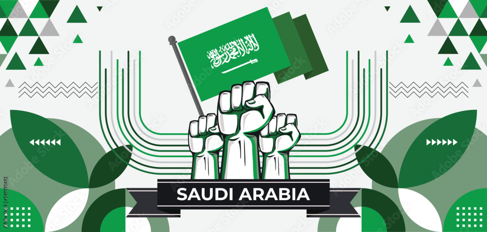 Saudi Arabia national day banner with Saudi flag colors theme ...