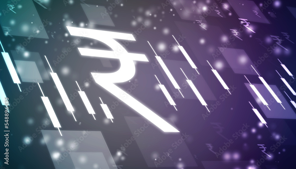 Indian Rupee symbol on financial Background, Growth of Indian stock ...