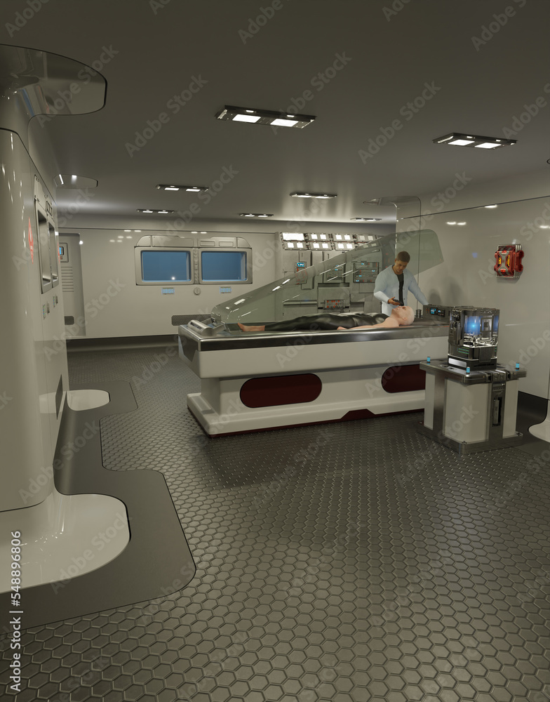 Sci-Fi Alien Medical Isolation Laboratory, 3d digitally rendered ...