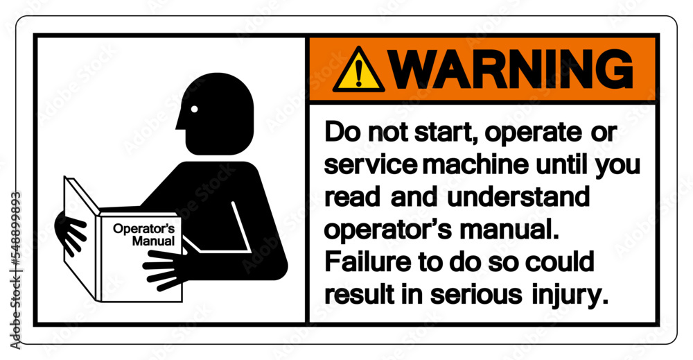 Warning Read and Understand Technical Manual Before Servicing This Machine Symbol Sign,Vector ...