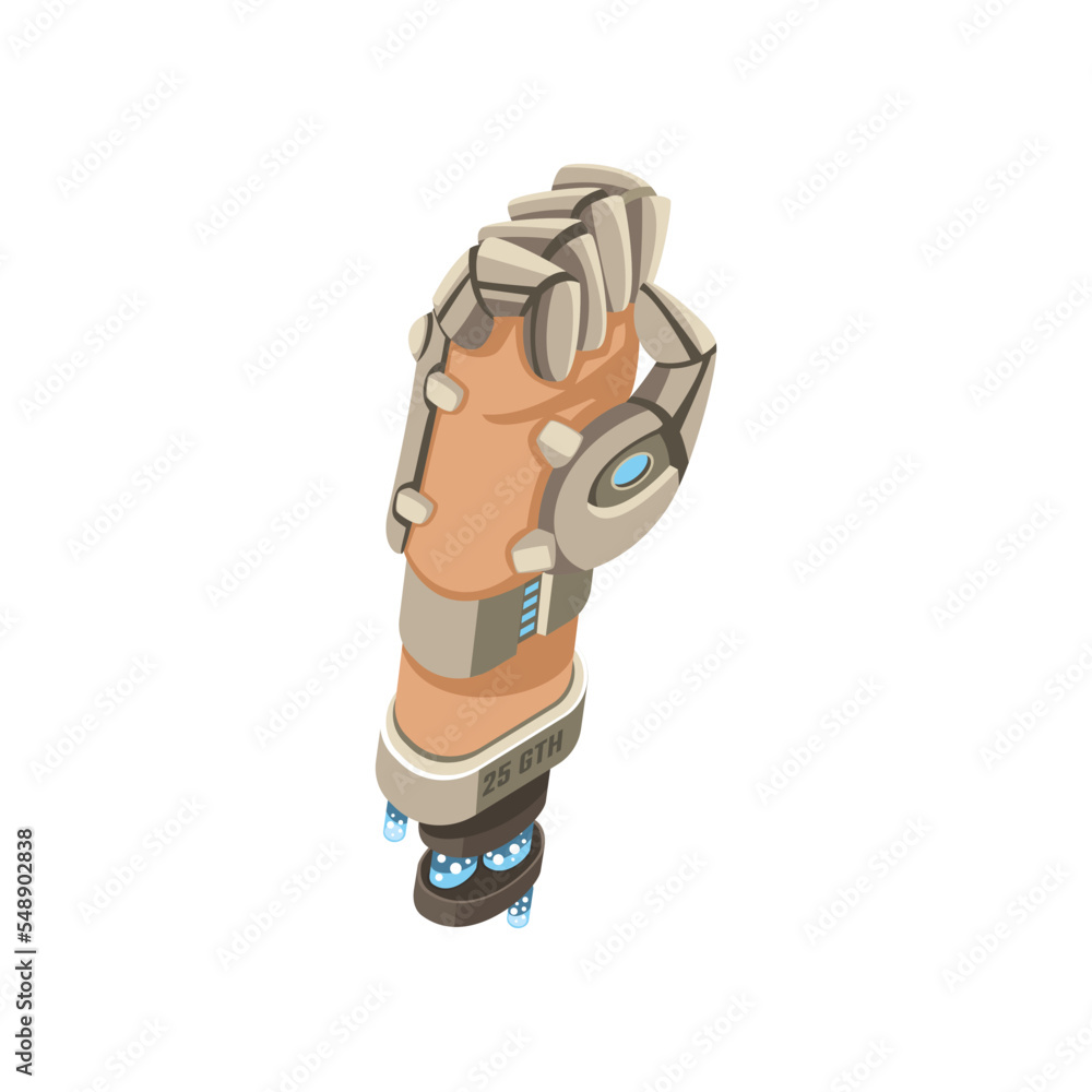 Robot hand showing fist cartoon illustration. Prothesis arm showing ...
