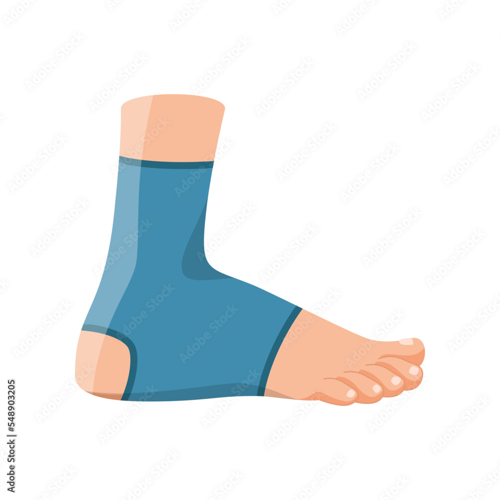 Man with bandaged foot and ankle cartoon illustration. Fracture ...