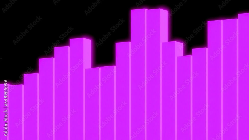 Black background. Design.A bright dancing pink graph in animation ...
