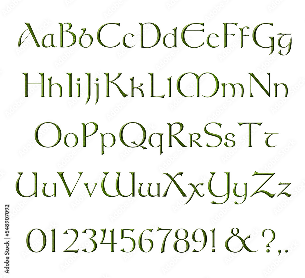 PNG file Celtic Alphabet in Green Wood Texture. Great for Irish Holiday ...