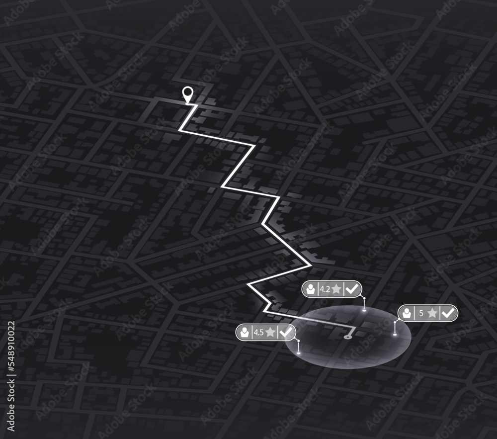 Pick up taxi. Gps map navigation to own house. Detailed view of city ...