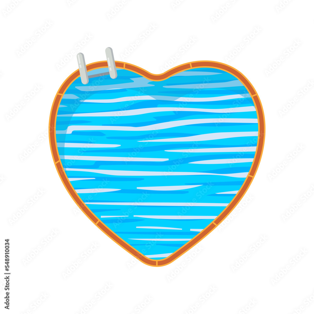 Heart-shaped swimming pool vector illustration. Top view of swimming ...