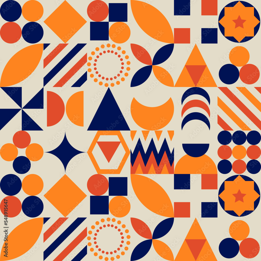 Geometric shapes colorful vector background, orange, blue and yellow geometrical shapes elements ...
