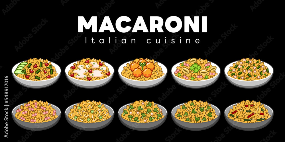 Macaroni vector set collection graphic clipart design Stock Vector ...