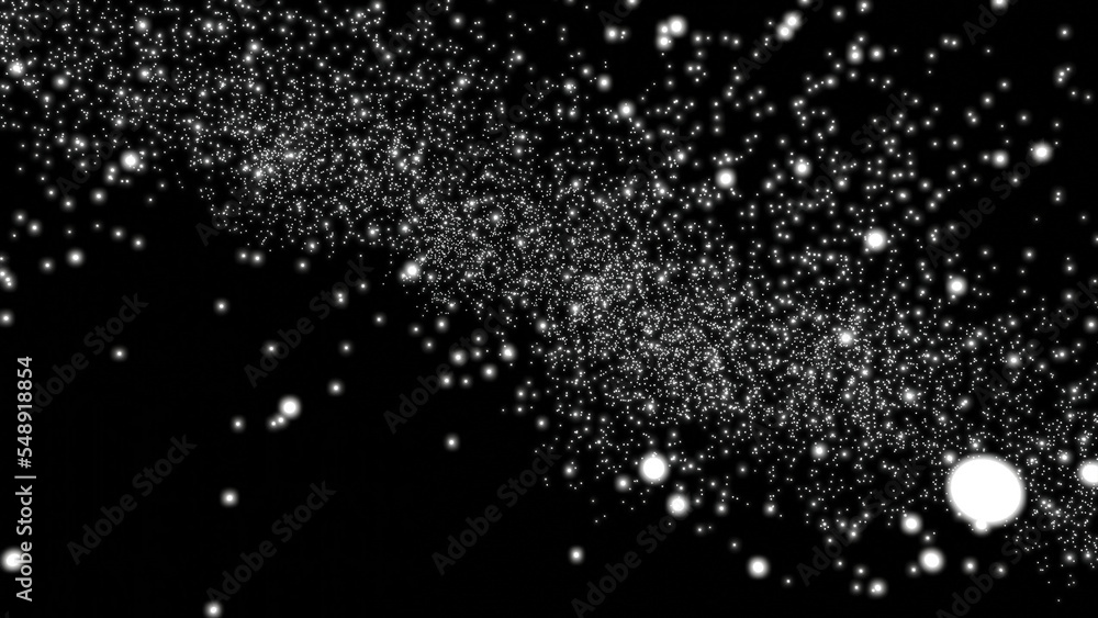 Animation with snow or particles on black background. Design. Falling ...