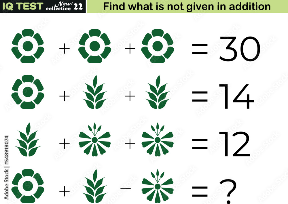 Mathematical operations. Math intelligence question, Addition ...