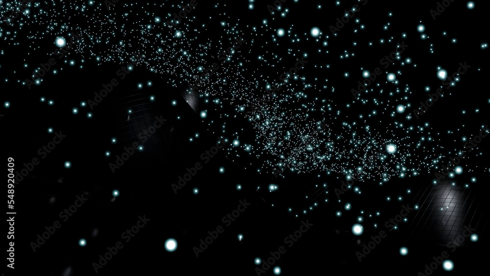 Dark background. Design.Small round particles in cartoon animation ...