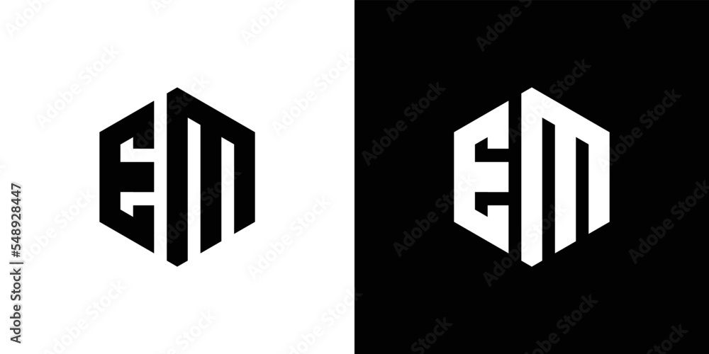 EM Letter Polygon Logo Design Stock Vector | Adobe Stock