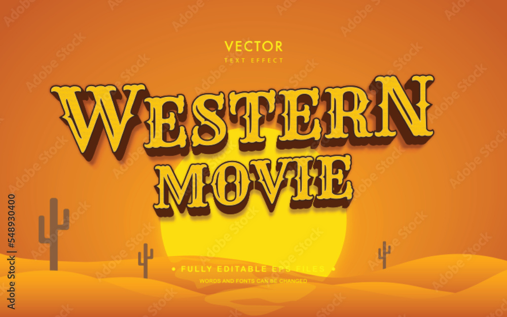 Vector Editable Text Effect in Western Movie Style Stock Vector | Adobe ...