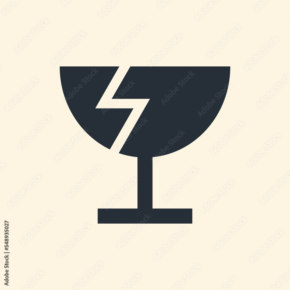 Fragile icon. Glass symbol warning sign. Packaging symbol. Vector icon ...