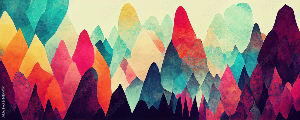 Magical colorful abstract panorama with mountains Stock Illustration ...