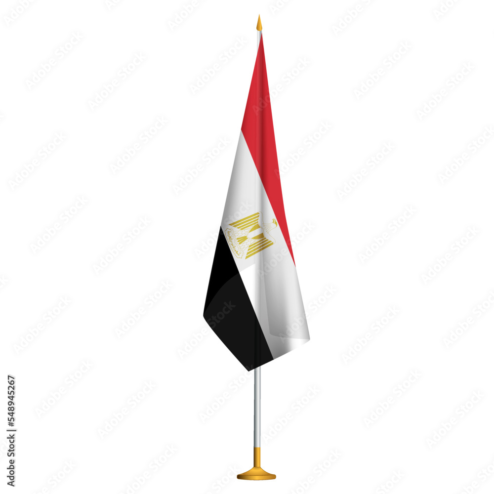 Isolated small national flag of Egypt vector with golden flagpole ...
