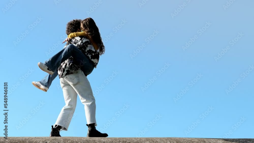 end of the pandemic - friends hug each other and kiss pulling down the ...