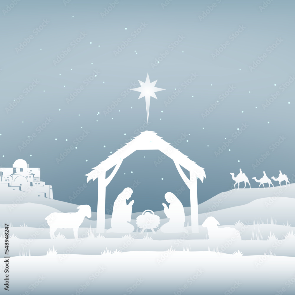 Photo & Art Print Social media banner Christian Christmas Nativity ...