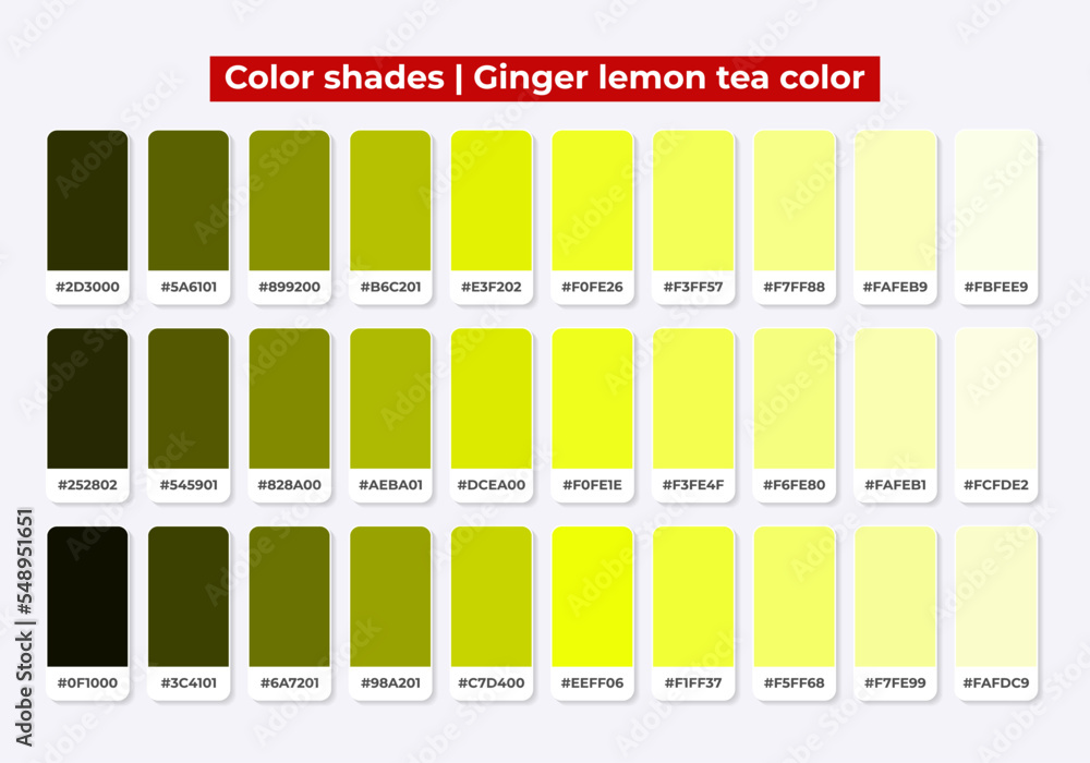 Color palette, Lemon yellow color shades, Color harmony, Set of trendy ...