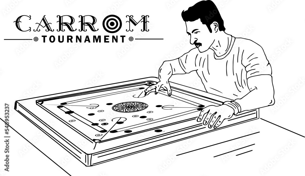 Stockvector Carrom Board player vector illustration, Carrom Board ...