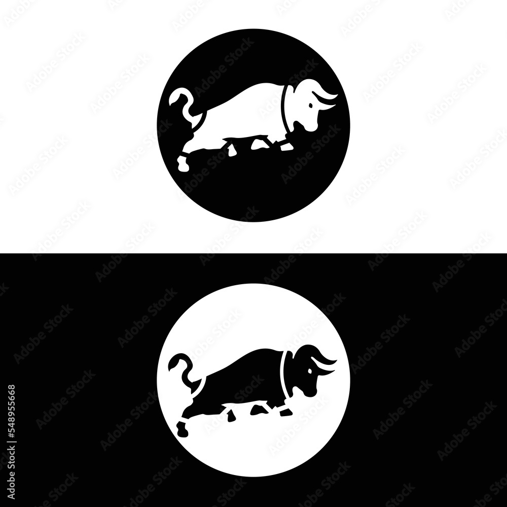 Black and white bull animal logo design . bull logo . icon logo . Stock ...