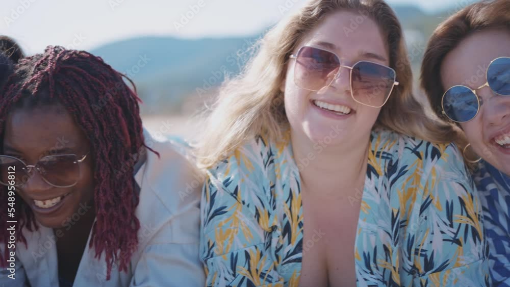 Cinematic storytelling footage of beautiful plus size women having fun ...