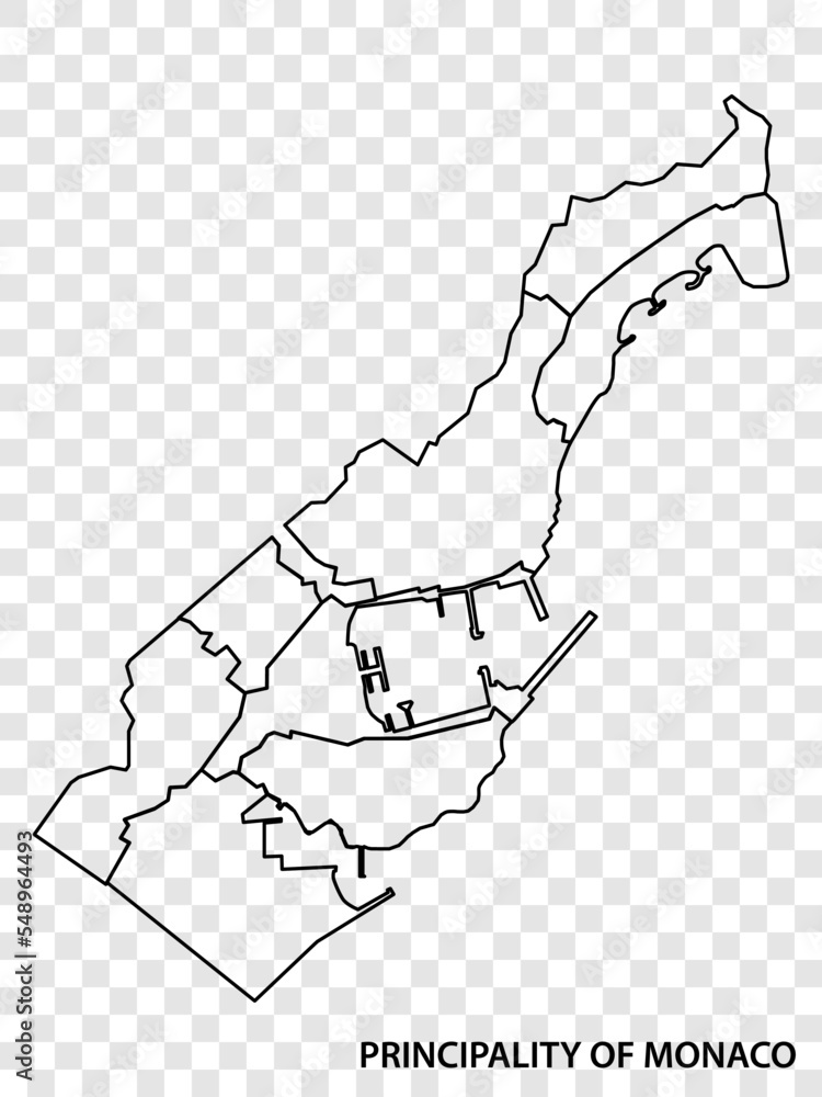 Blank map Monaco. Municipality of Monaco map. High detailed gray vector ...