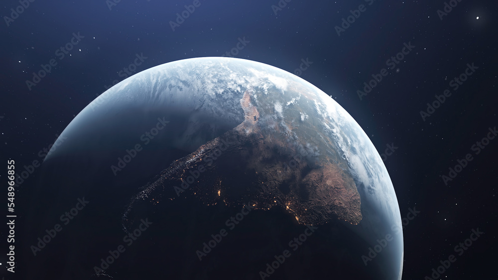 Rotating earth with change of day. Motion. 3D model of natural planet ...