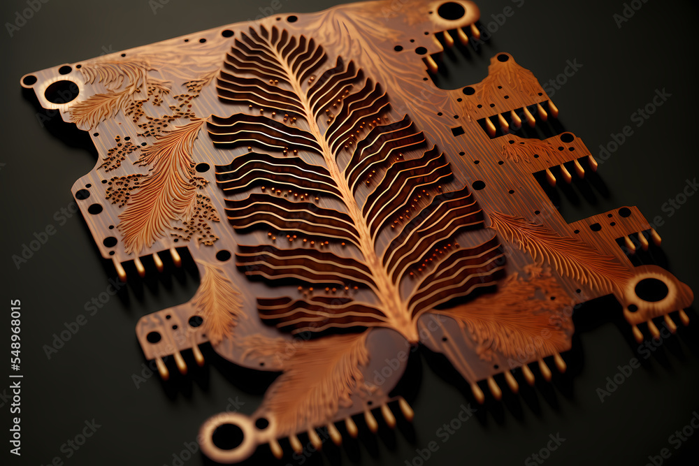 wood made computer circuit board, concept in biochip circuit ...