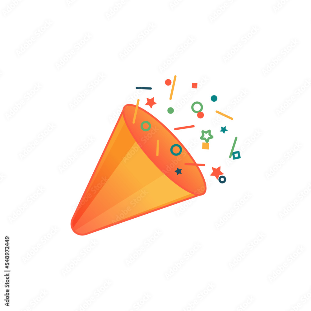 firecracker confetti set paper birthday. cute party popper illustration ...