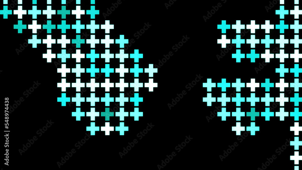 Blue mosaic moving 3D tiles pattern. Design. Retro texture of cross ...