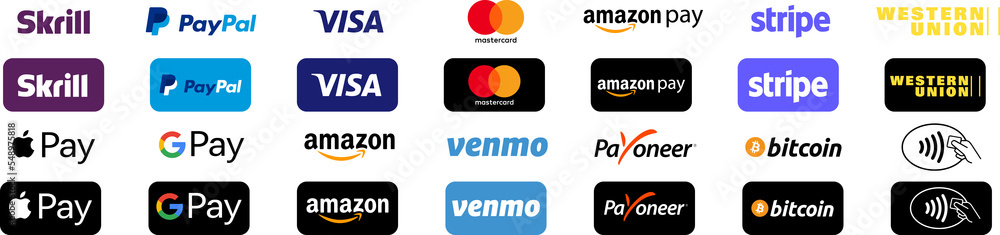 Complete set of icons and logos of famous world companies. Skrill ...