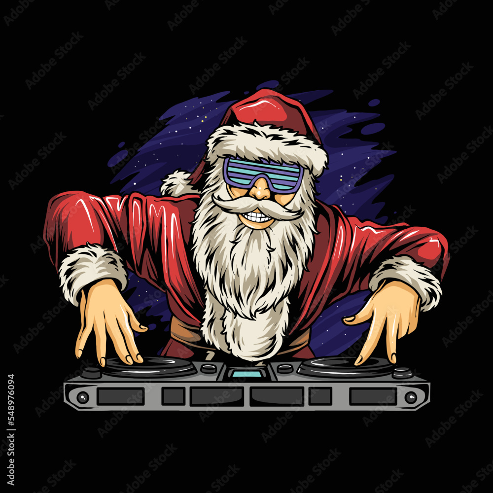 Christmas Santa Claus Playing DJ Music Stock Vector | Adobe Stock