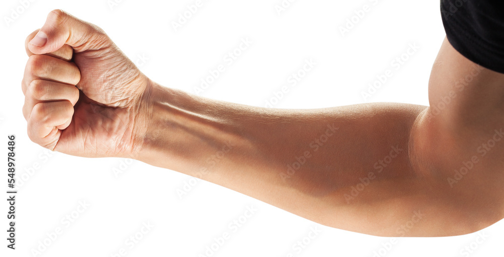 a strong man's hand bent into a fist. Boxing, kick Stock Photo | Adobe ...