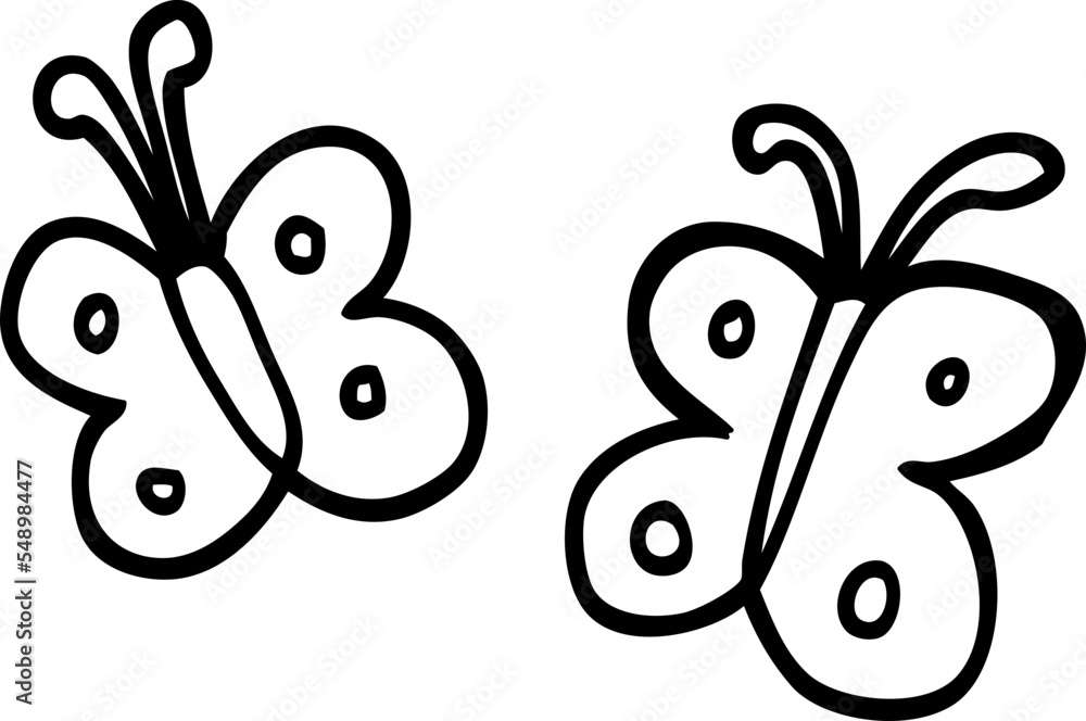 outline cartoon butterfly Stock Vector | Adobe Stock
