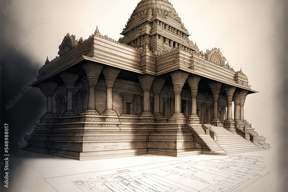 AI generated image of the blueprint or construction plan of an ancient ...