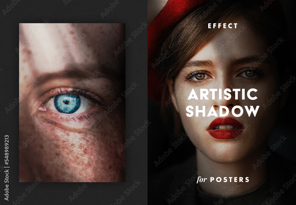 Artistic Shadow Poster Effect Mockup Stock Template | Adobe Stock