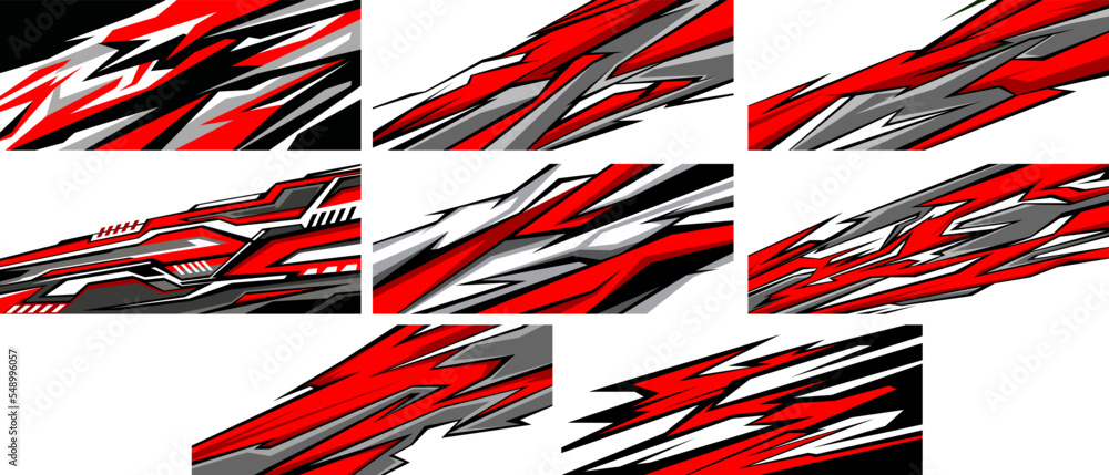 Side body graphic sticker set. Abstract racing design concept. Car ...