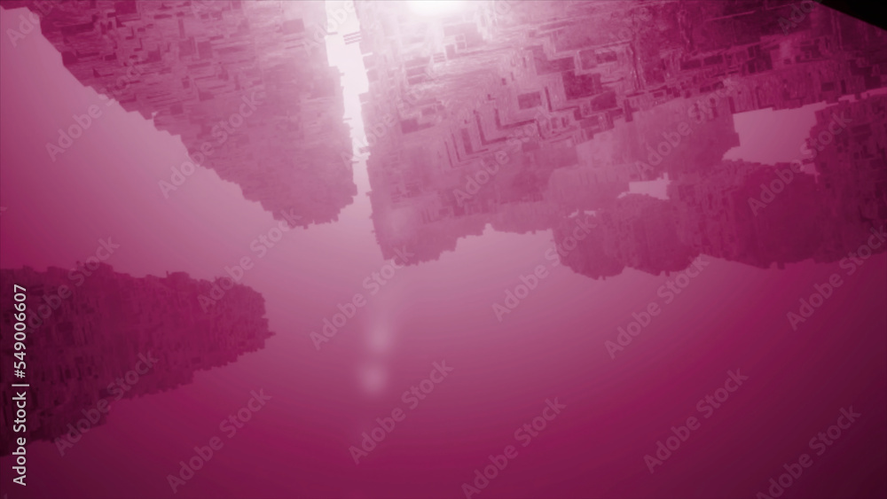 Pink and blue background. Motion.A large depth of outgoing water and ...