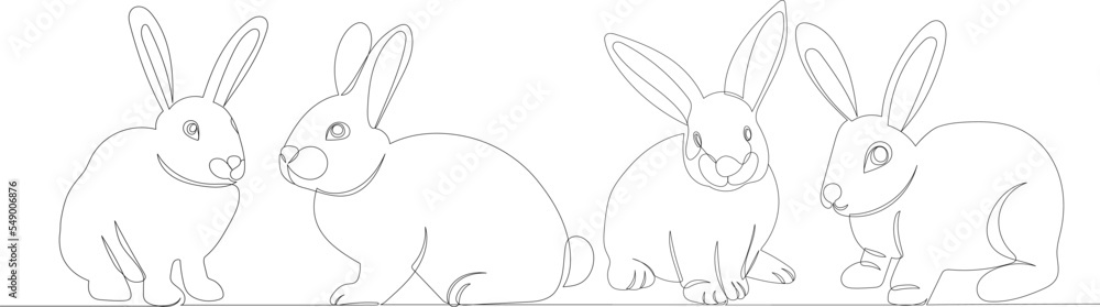 rabbits sketch, continuous line drawing, vector Stock Vector | Adobe Stock