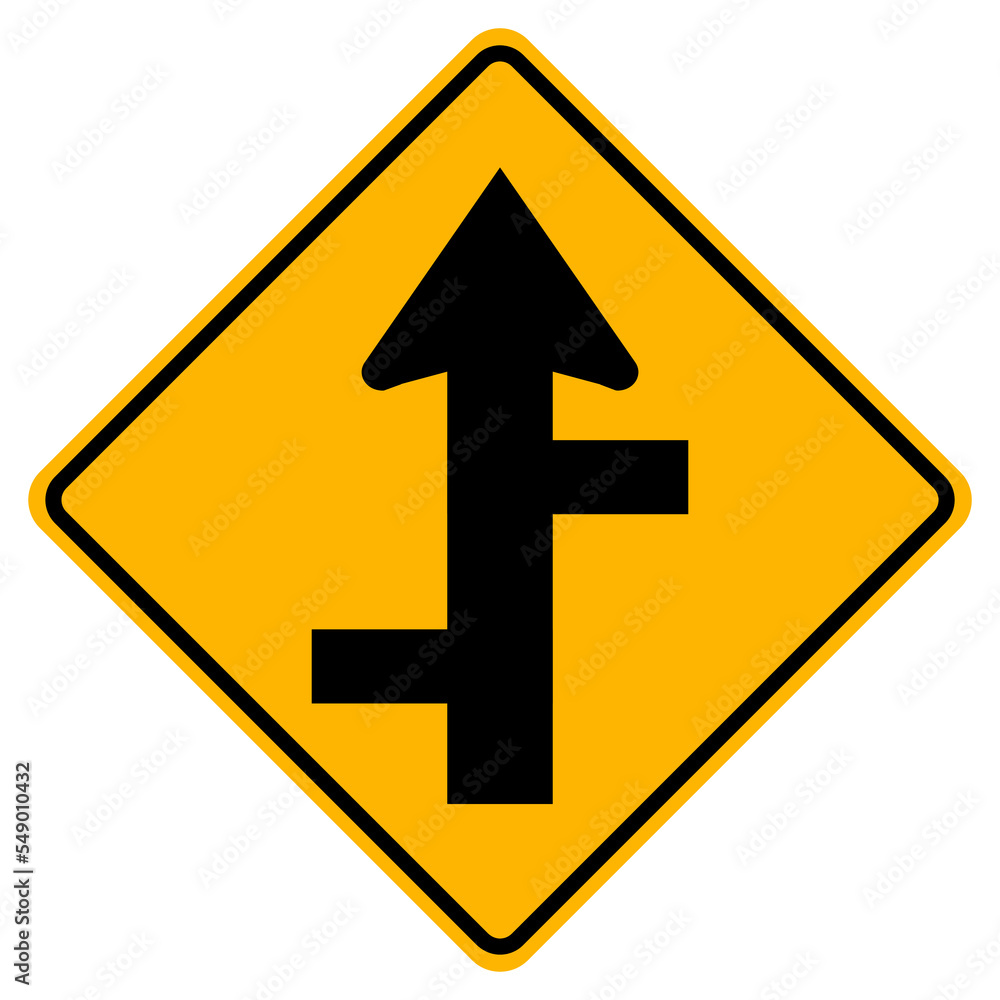 Staggered Side Road Junction Symbol Sign, Vector Illustration, Isolated ...