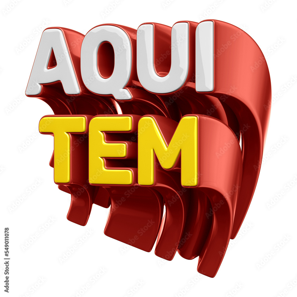 Selo 3D Aqui tem vermelho e amarelo ilustração do Stock | Adobe Stock