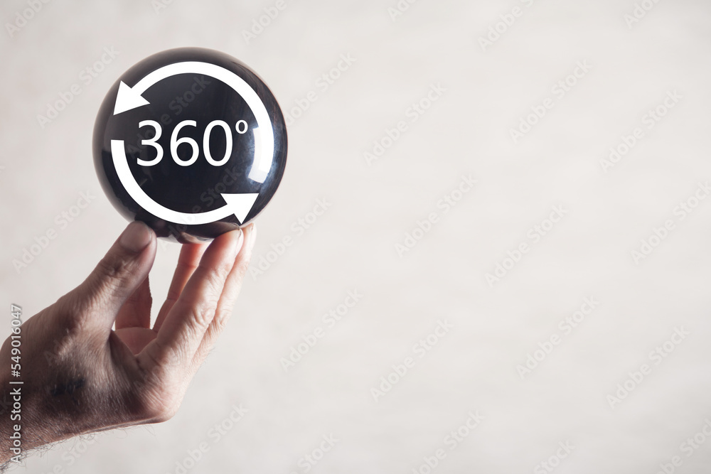 Man hand showing 360 degree symbol. Stock Photo | Adobe Stock