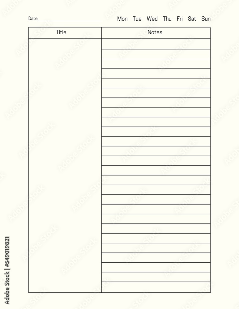 Digital notes paper sheet, Planner notebook page, Digital Paper ...
