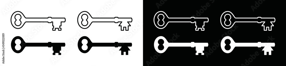 Key icon vector. House key or home key icon. Padlock key in flat ad ...