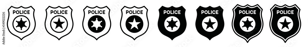 Police badge icon. Policeman star badge icon vector. Shield with star ...