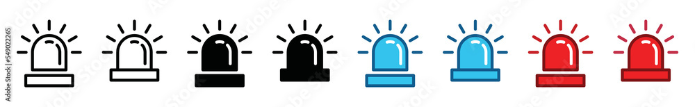 Emergency siren light icon vector set. Siren or Flashers for police or ...